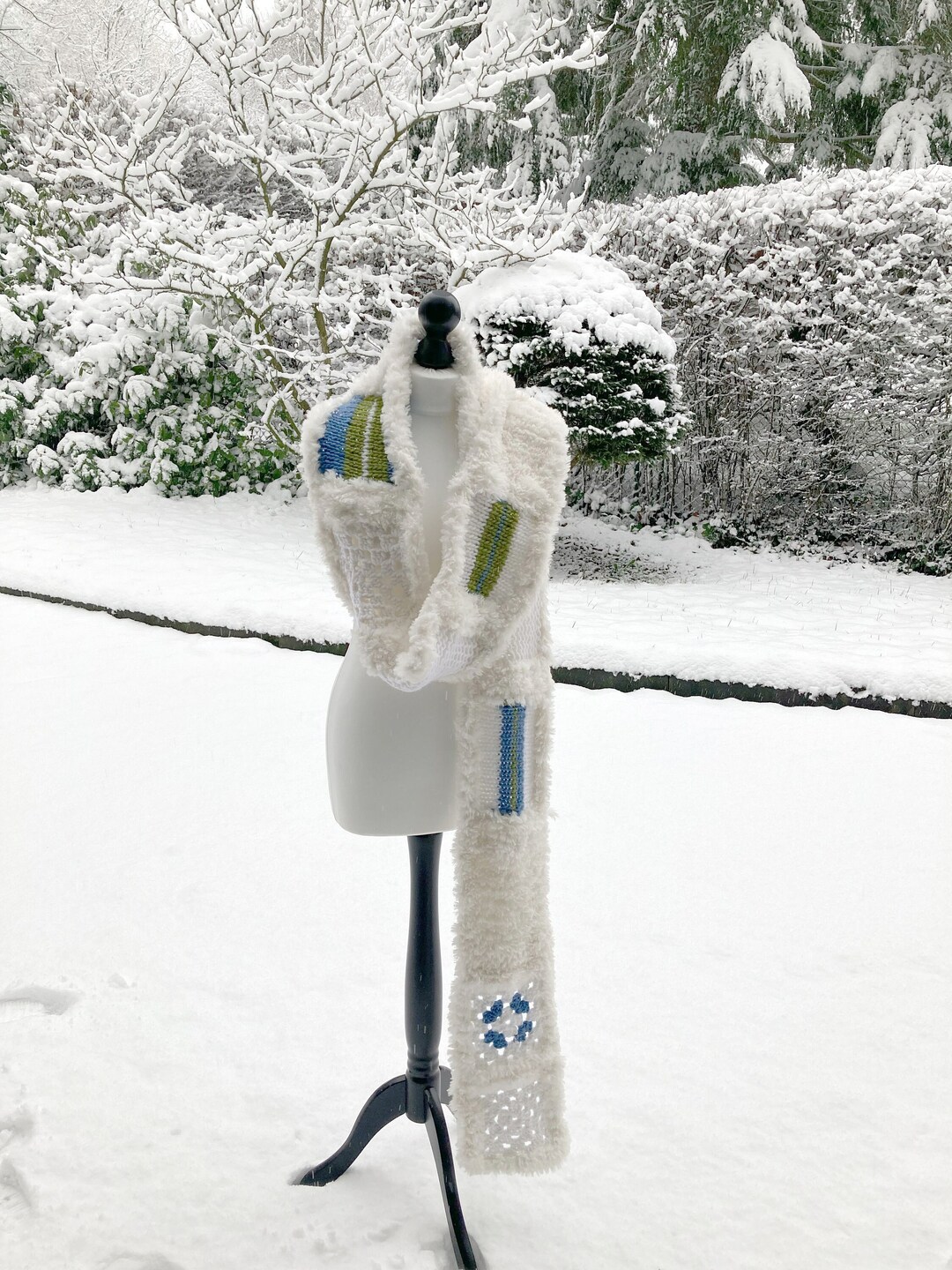 Snowfall Scarf XXL! Hand-knitted Winter Scarf Made of Granny Squares ...