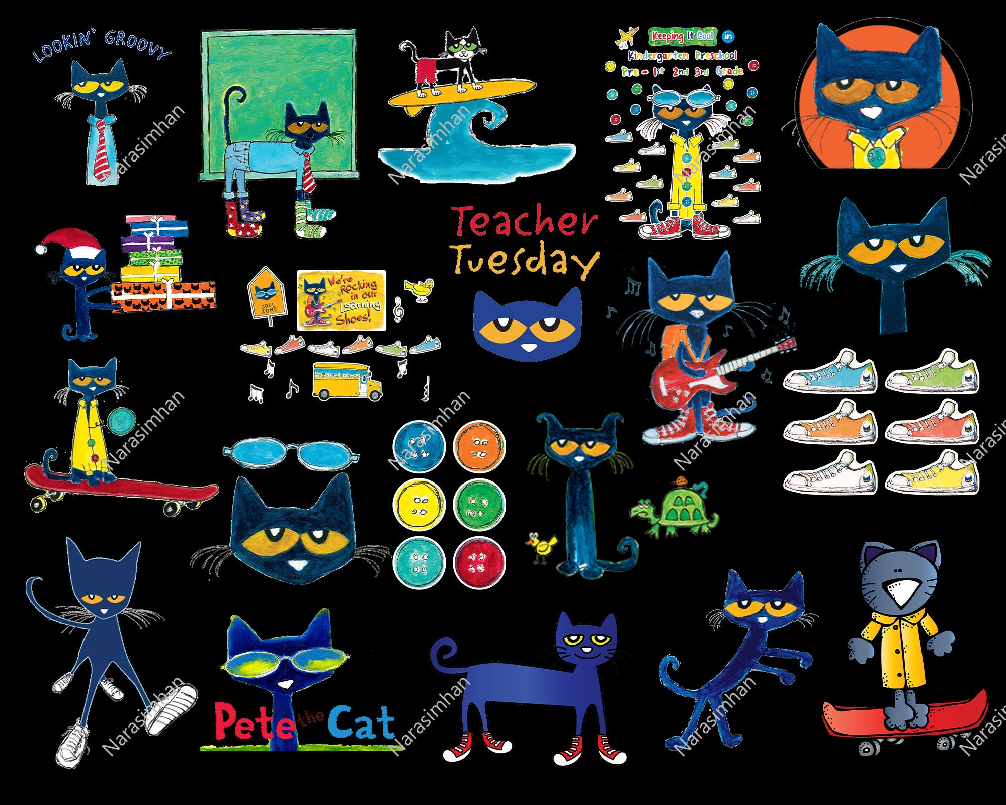 Pete The Cat School Clipart