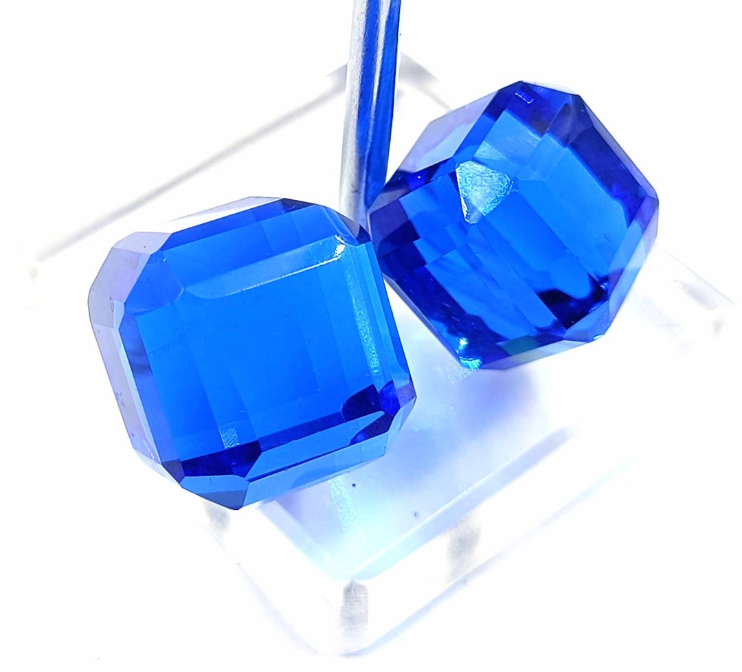Sapphire!! Cube Natural Pair Stone (each Piece 33 Ct) From Sri Lanka Gemstone Royal Blue Color ...