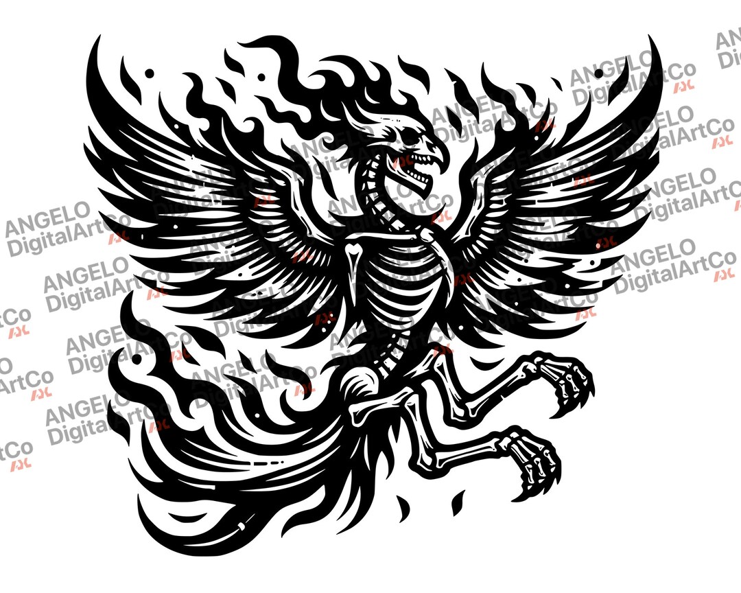 Skeleton Phoenix Silhouette Vector | Mug Design (digital Download) - Etsy
