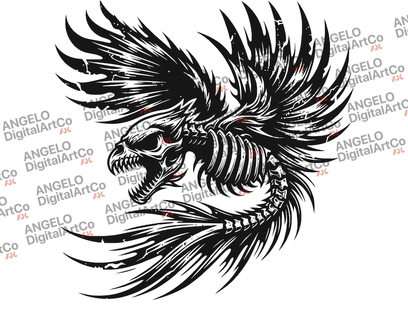 Phoenix Skeleton Silhouette Vector | Digital Design Download | SVG ...