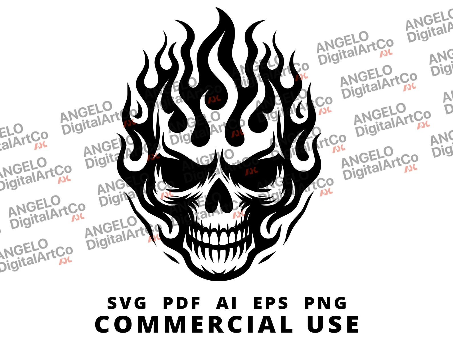 Flaming Skull Vector SVG, Png, Ai , Eps ,pdf | Vector Graphics Design ...