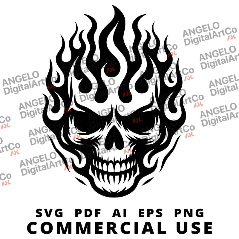 Flaming Skull - Etsy