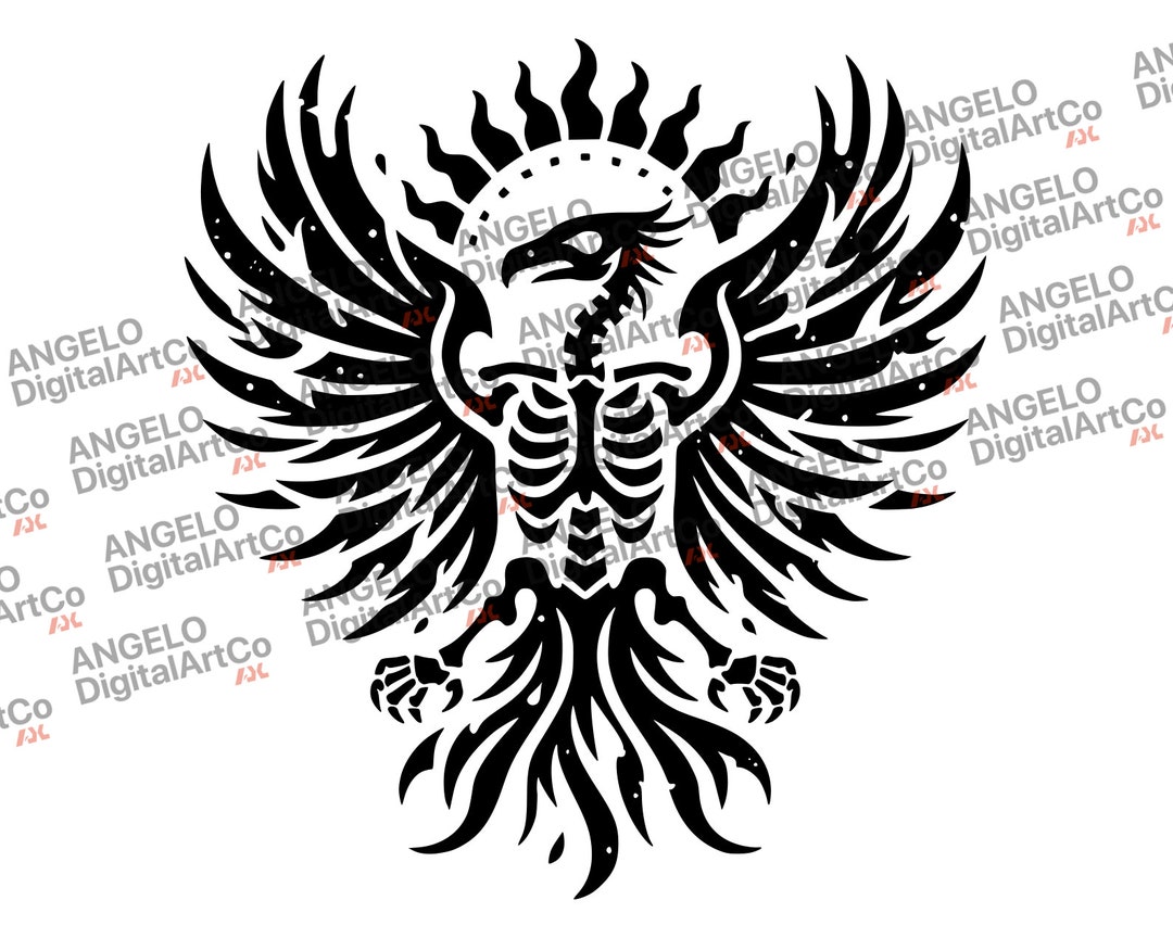 Phoenix Skeleton Fire Silhouette Vector | Digital Design Download | SVG ...