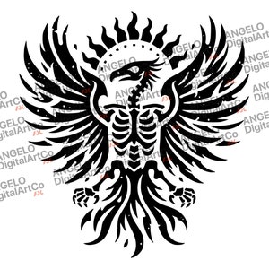 Phoenix Skeleton Fire Silhouette Vector | Digital Design Download | SVG ...
