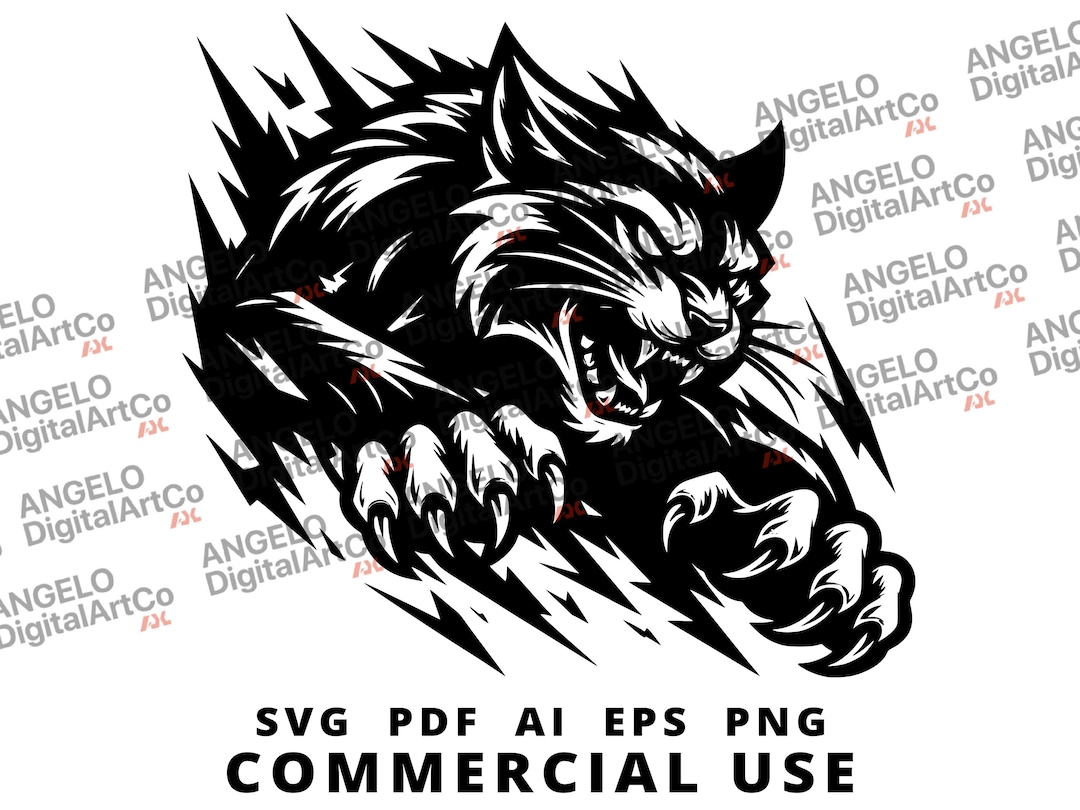 Fierce Wildcat Silhouette Vector SVG | Digital Design Download | SVG ...