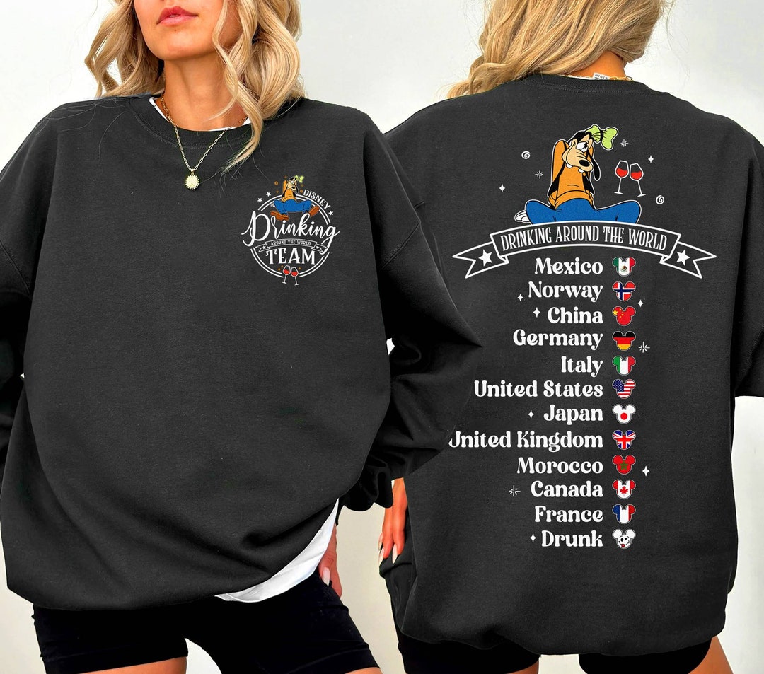 2-sided Goofy Drinking Around the World Shirt Goofy Drinking Disney ...