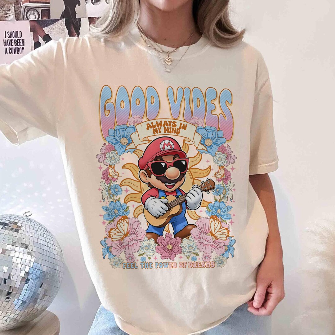 Retro Super Mario Summer Shirt, Floral Mario Summer T-shirt, Mario ...