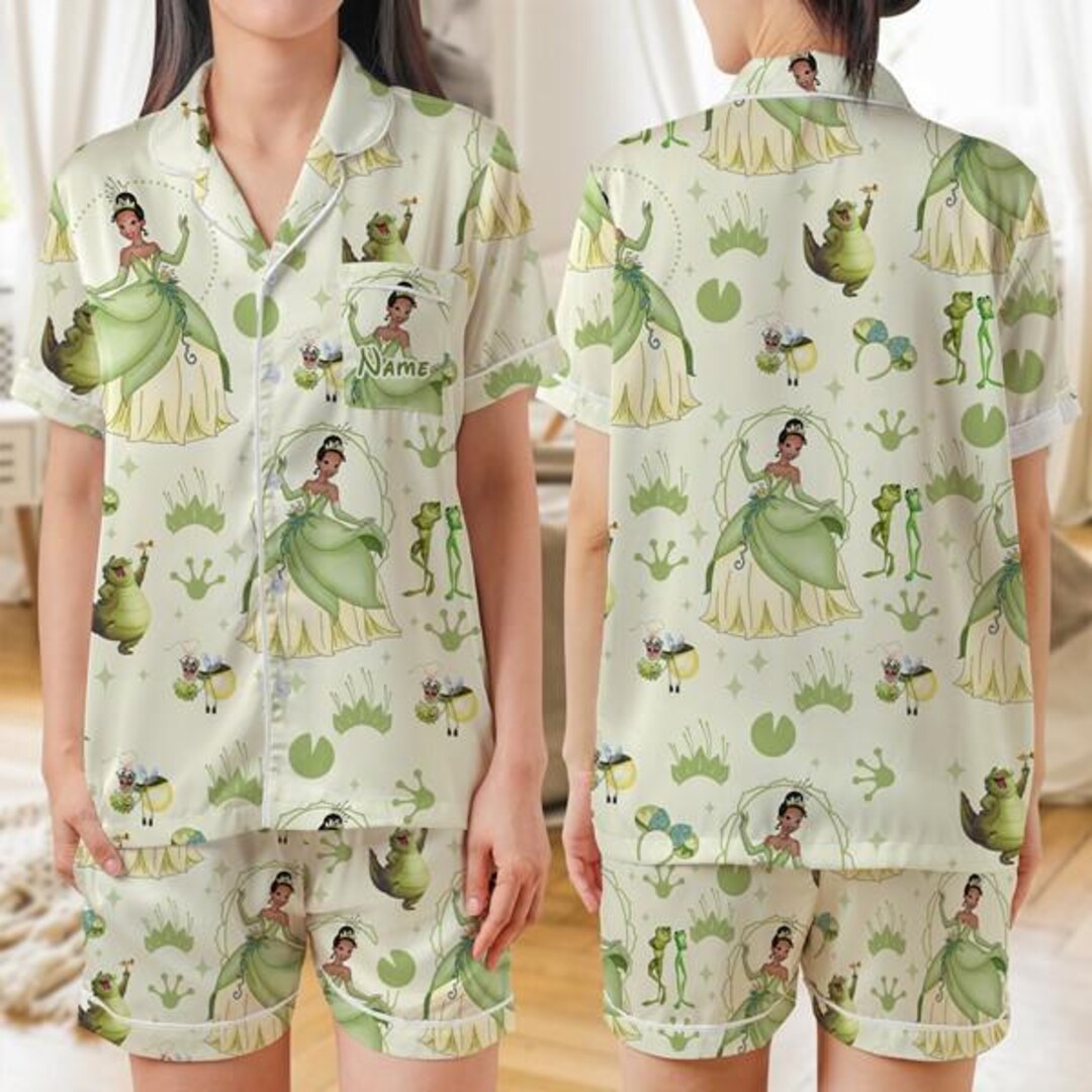 Custom Pocket Disneyland Tiana Princess Pajamas Set, Disneyland ...