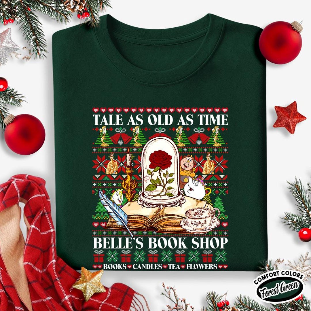 Belle's Book Shop Beauty and the Beast Christmas Sweater, Disneyland ...
