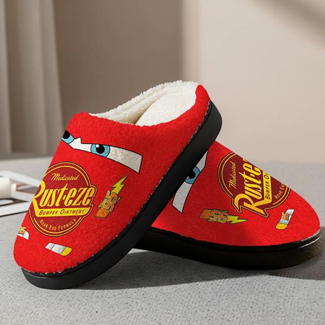 Cars Movie Slippers,disneyland Movie Inspired Fluffy Slipper Lightning ...