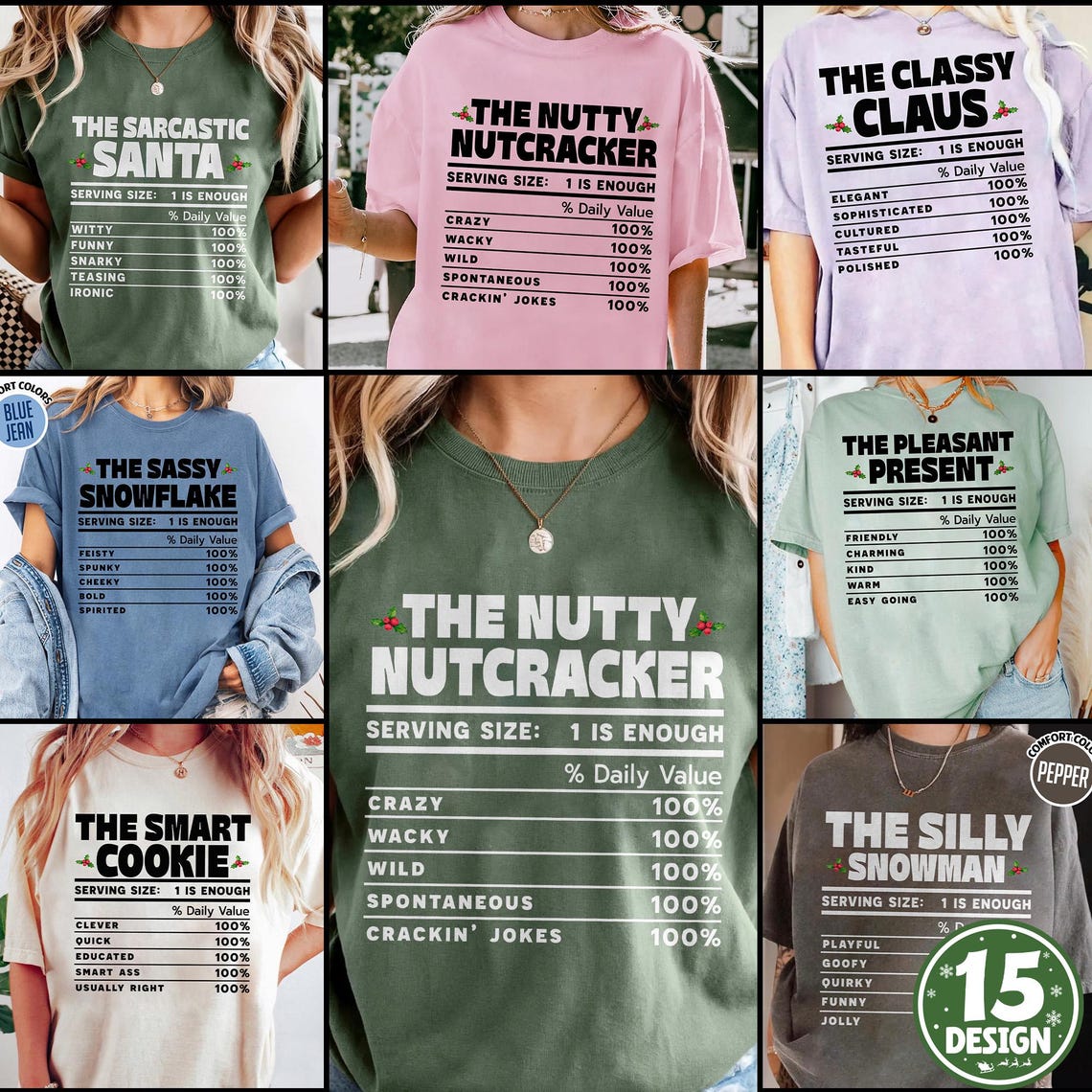 Thanksgiving Nutrition Facts Label Tshirt, Funny Family Christmas ...