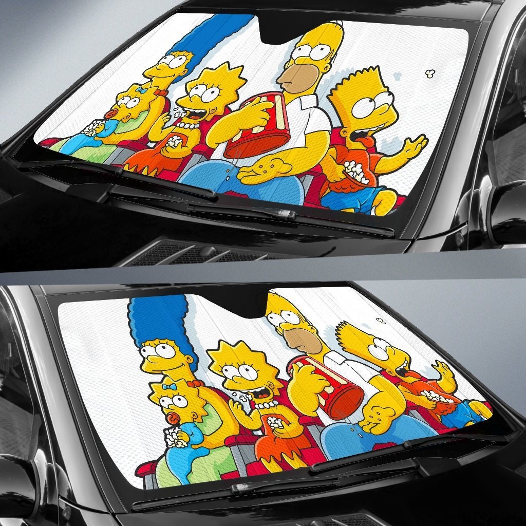 The Simpson Family Watching Movies Auto Sun Shade,Car Accessories,Car ...