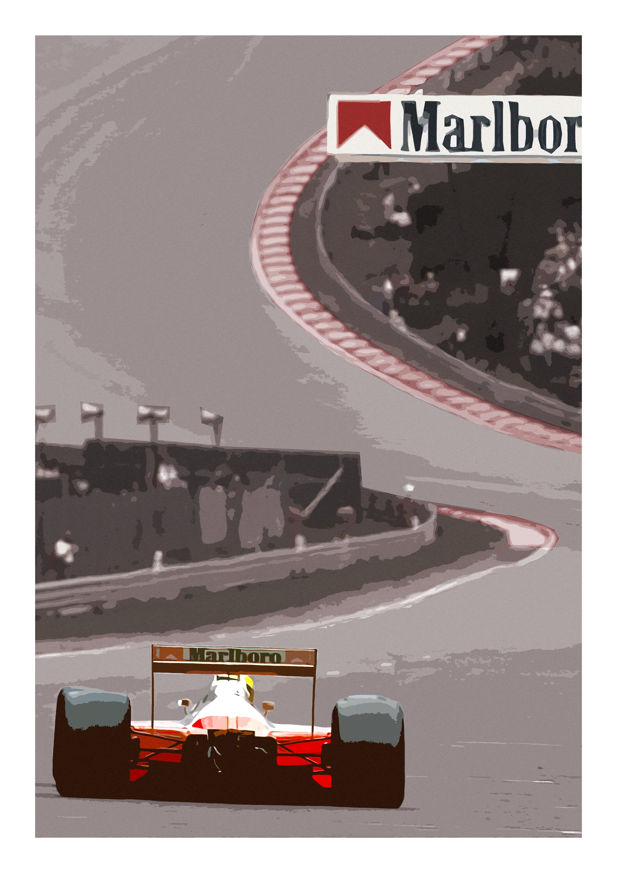 Graphic Poster Ayrton Senna on Eau Rouge - Etsy
