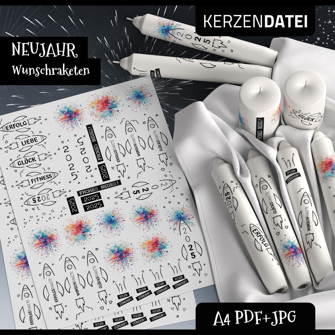 Candle File Wish Rockets 2025 New Year, New Year's Eve, Greetings ...