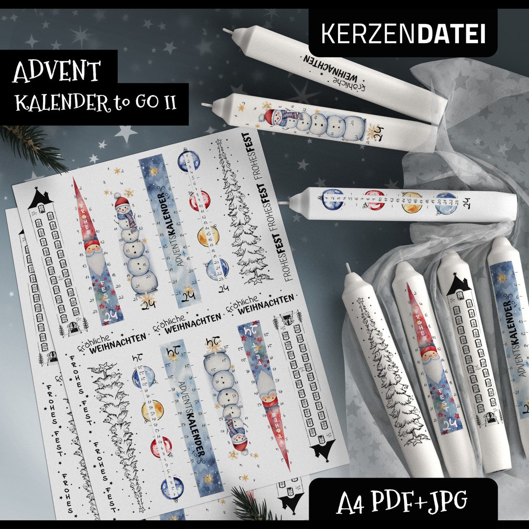 Candle File Advent Calendar to Go II, Advent, Christmas, Candle Tattoo ...