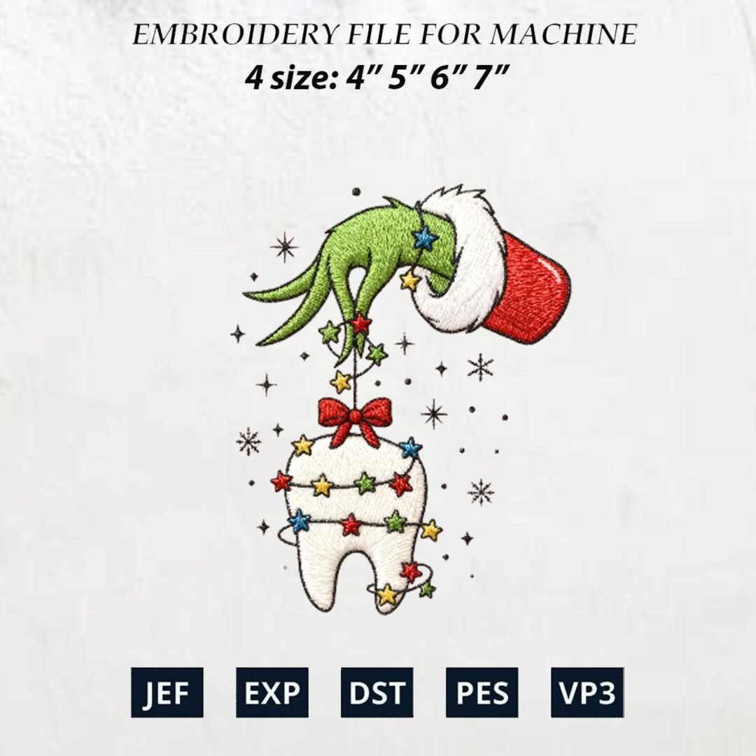 Funny Grinch Dental Embroidery Design, Funny Dental Grinch, Christian ...