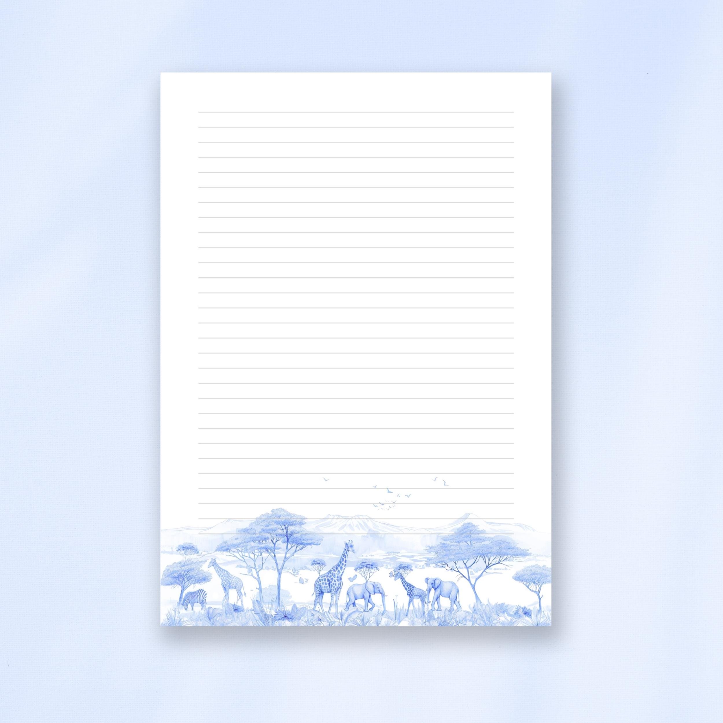 Printable Letter Paper, African Safari Toile De Jouy, Printable ...