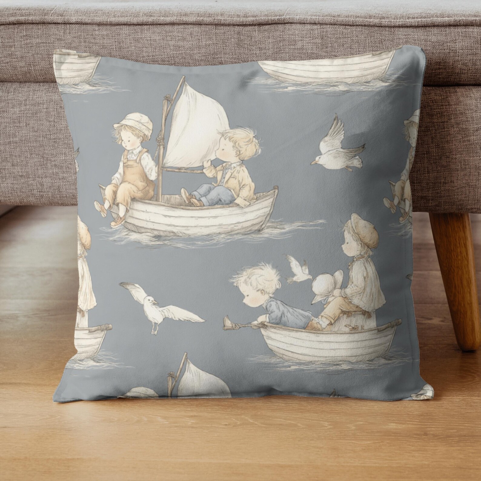 Toile-inspired Seamless Pattern for Boys – Sailing Boats Scene With ...