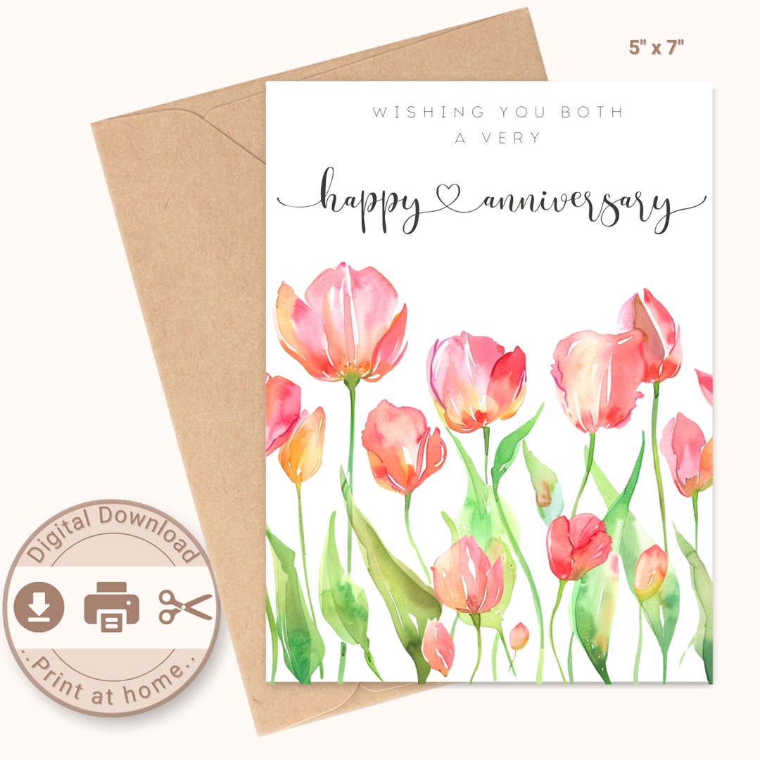 Printable Anniversary Card for Couple, Digital Download, Print at Home ...