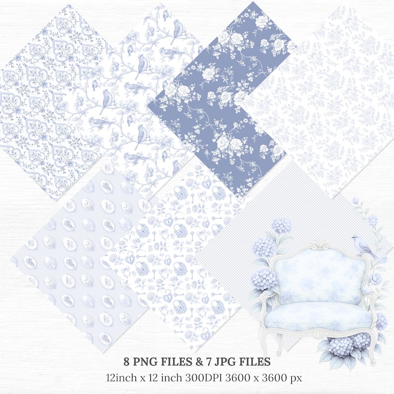 French Country Digital Paper Pack, Grandmillennial Digital Paper Pack ...