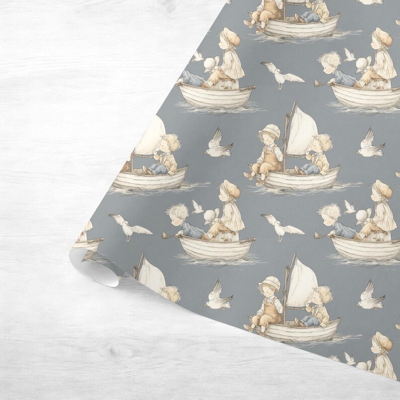 Toile-inspired Seamless Pattern for Boys – Sailing Boats Scene With ...