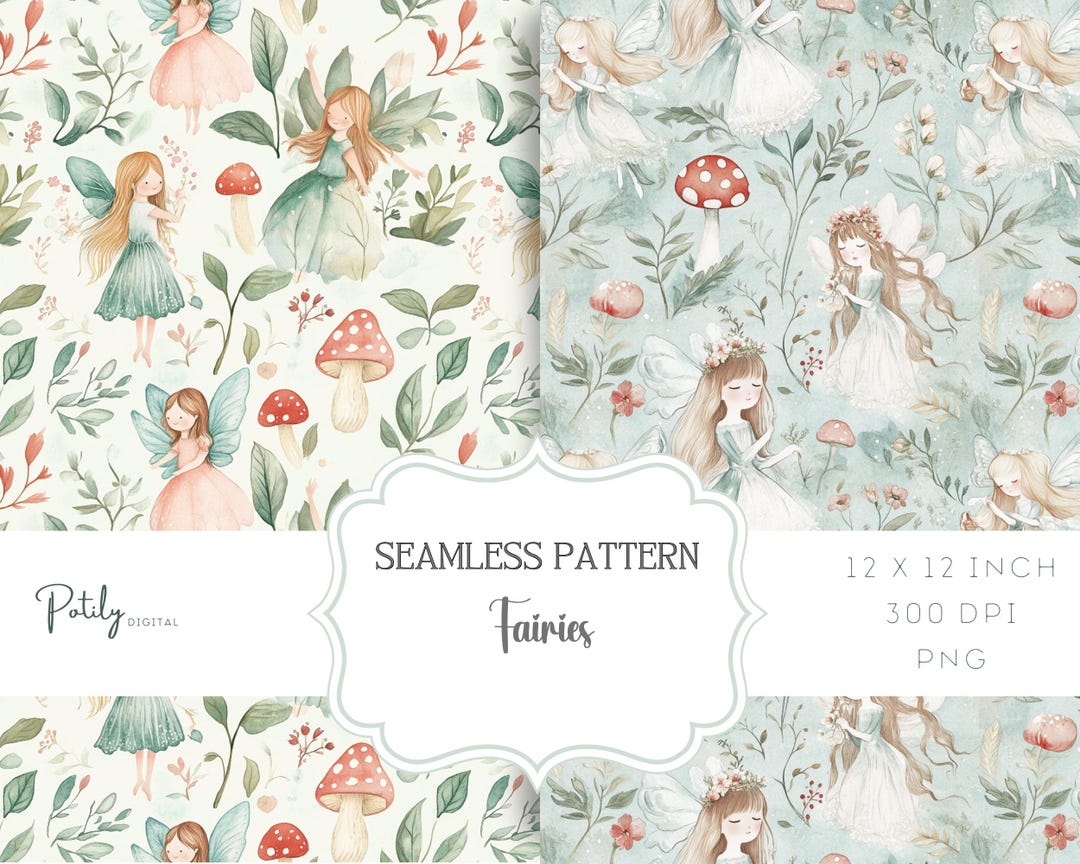 Seamless Enchanted Floral Fairy Background, Repeating Design, Instant ...