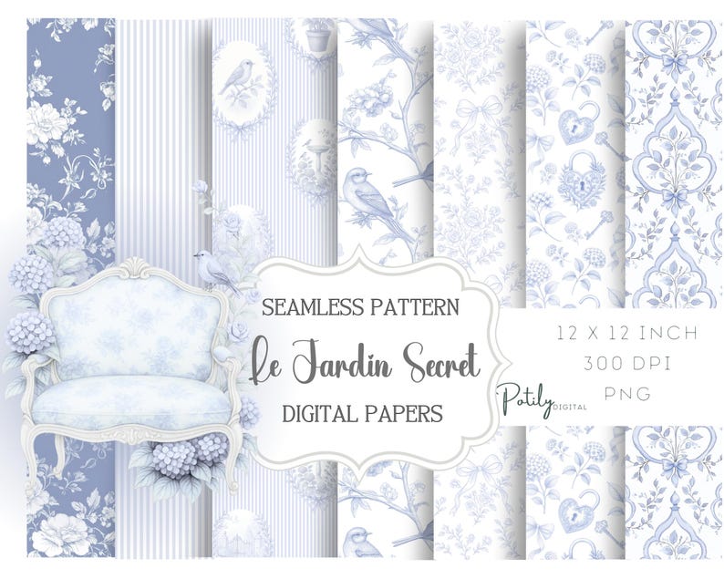 French Country Digital Paper Pack, Grandmillennial Digital Paper Pack ...