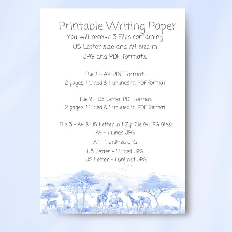 Printable Letter Paper, African Safari Toile De Jouy, Printable ...