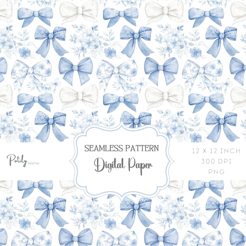 Blue Bow Wallpaper - Etsy
