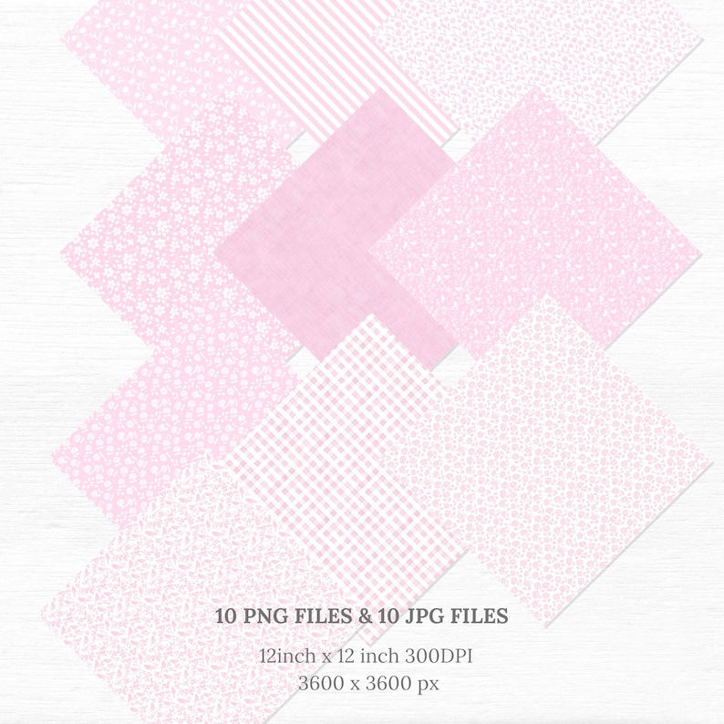 Pink Toile Digital Paper Pack, Seamless Pink and White Patterns, Baby ...