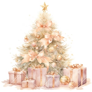 Watercolor Pastel Christmas Tree Clipart, Jpgs, Instant Digital ...