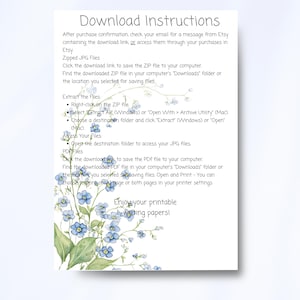 Printable Forget-me-not Wildflower Paper Stationery - Lined Letter and ...