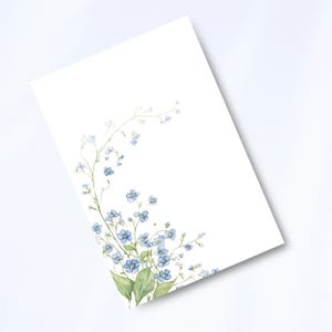 Printable Forget-me-not Wildflower Paper Stationery - Lined Letter and ...