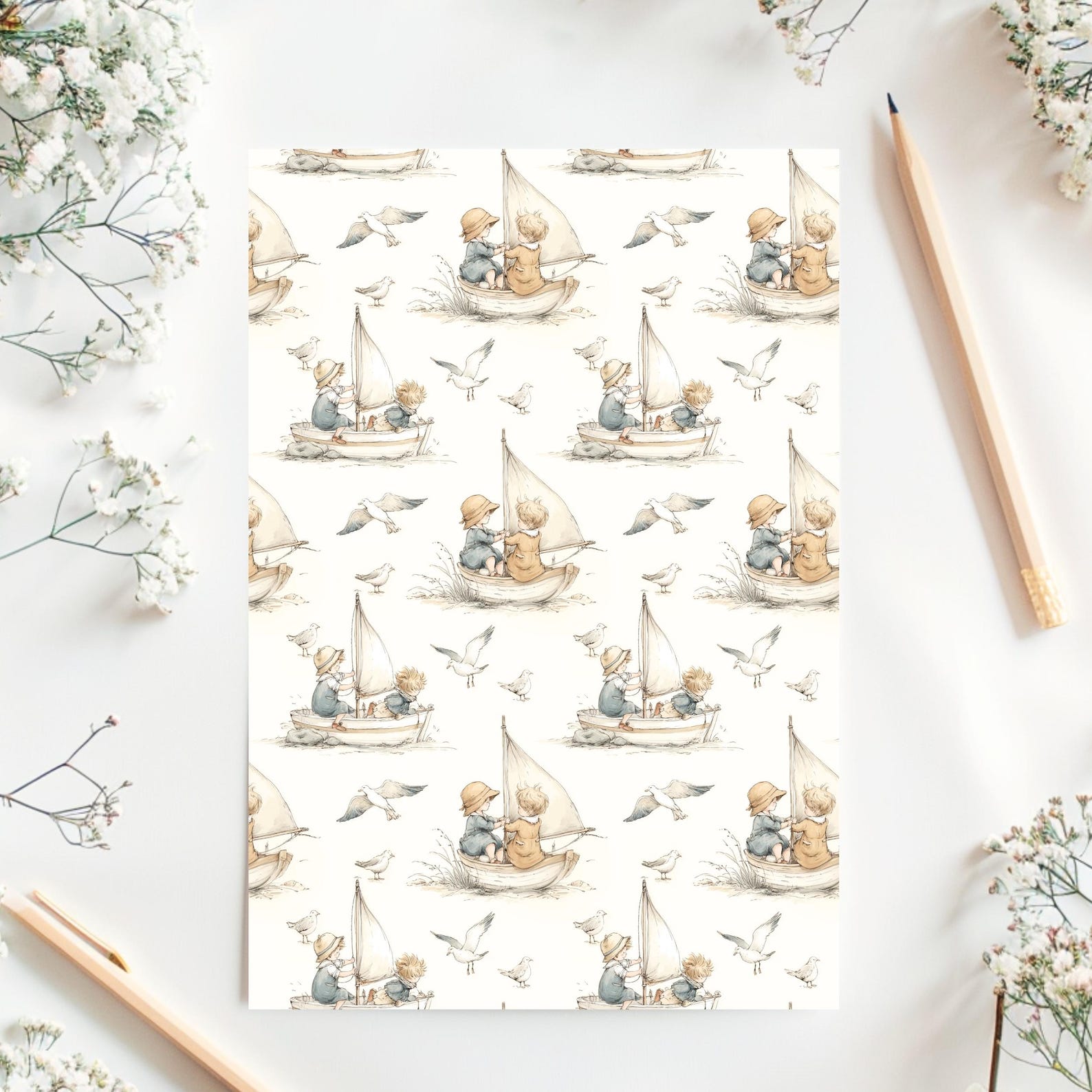 Toile-inspired Seamless Pattern for Boys – Sailing Boats Scene With ...