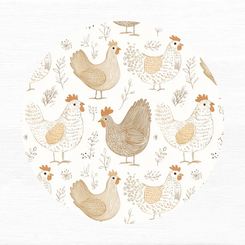 Watercolour Chicken Seamless Pattern, Farmyard Pattern, Hens Digital ...