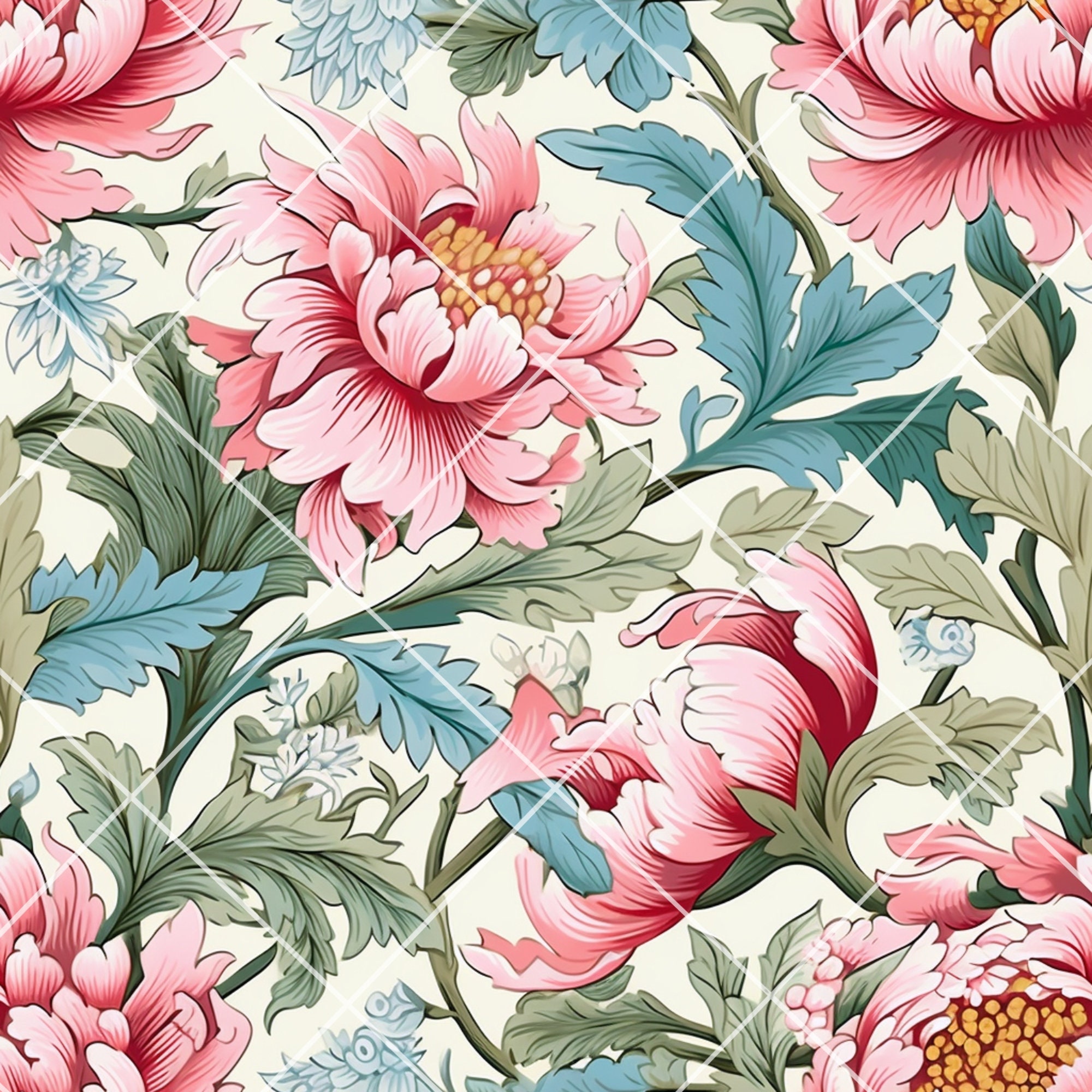 William Morris Inspired Art Nouveau Digital Papers, Printable, Instant ...