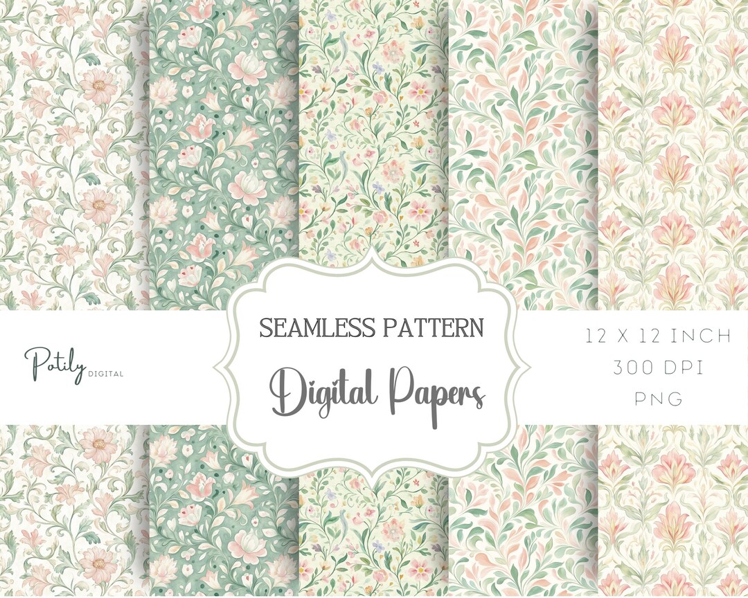 Florentine Seamless Pattern, Pastel Colours, Instant Digital Download ...