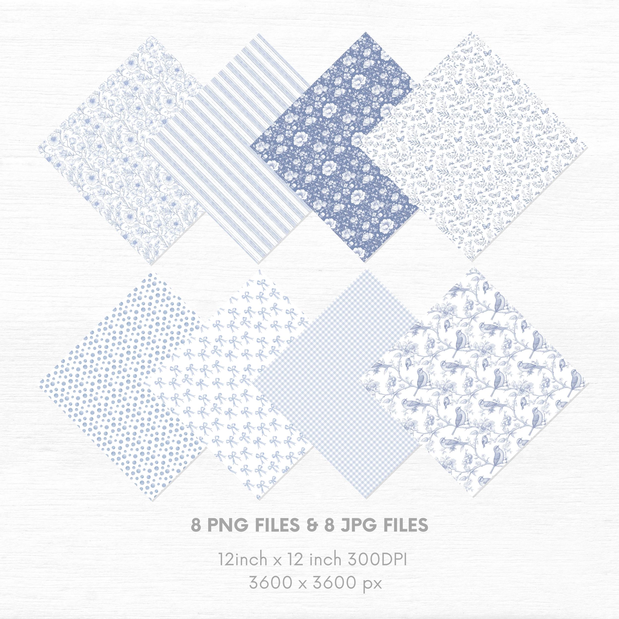 Blue Toile Seamless Digital Paper Set – Coquette Bows and Preppy ...