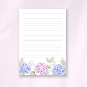 Printable Letter Paper, Hydrangea Flowers, Printable Stationery Lined ...