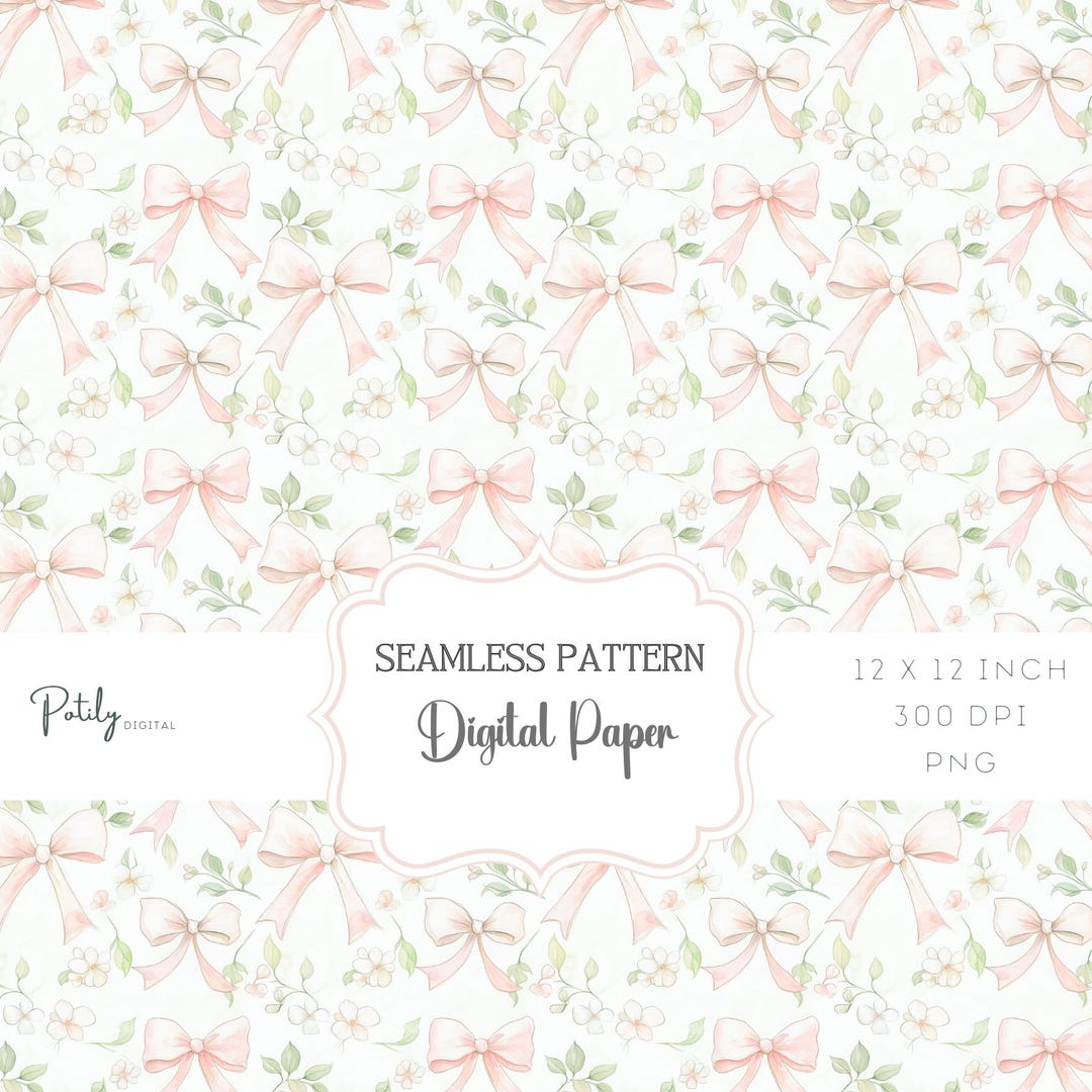 Coquette Bows Seamless Pattern, Instant Digital Download Background ...