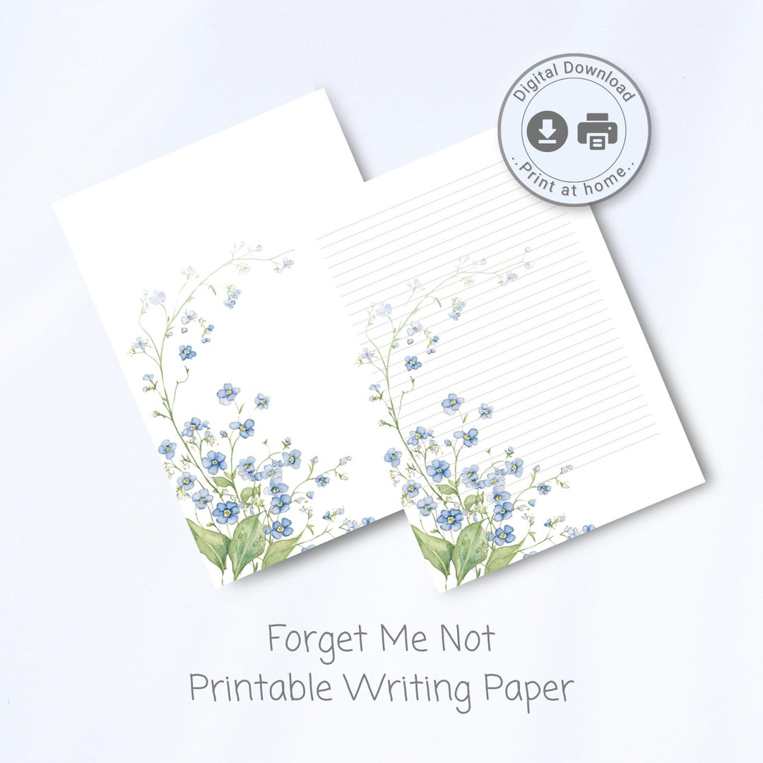 Printable Forget-me-not Wildflower Paper Stationery - Lined Letter and ...