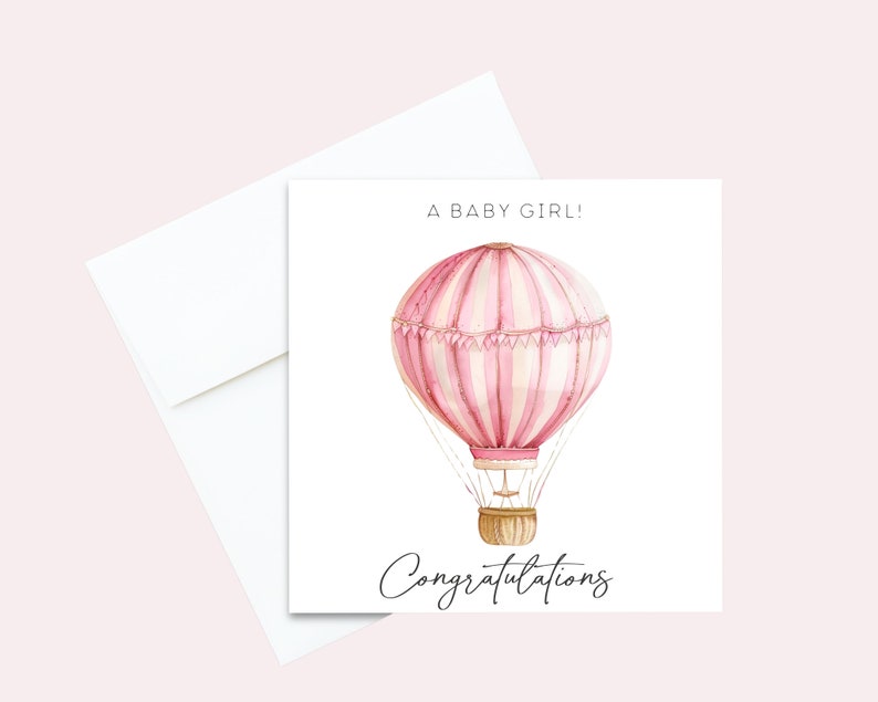 Baby Girl Clipart and Backgrounds, Pink Watercolour Hot Air Balloons ...