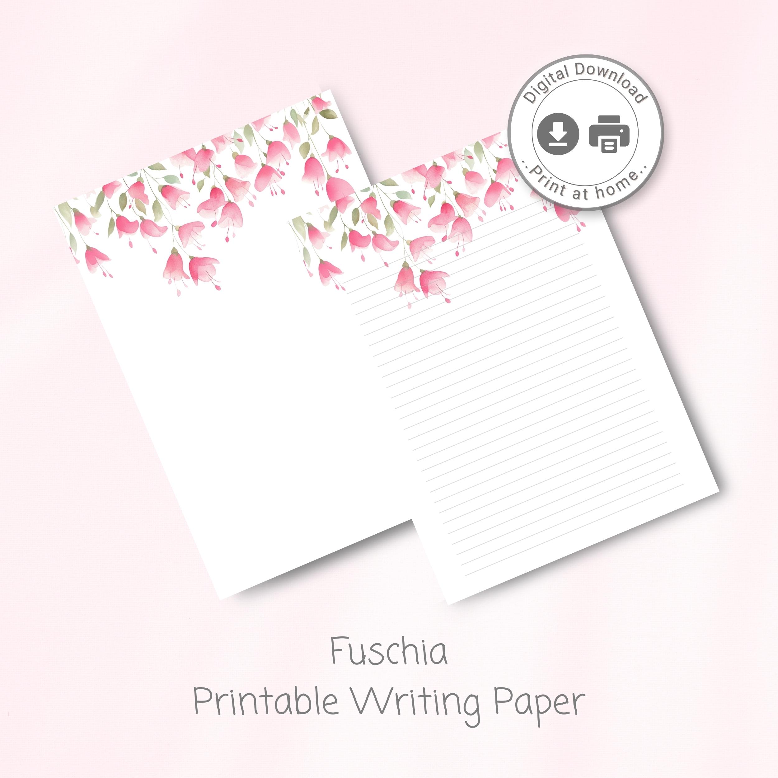 Printable Stationery Letter Writing Paper, Watercolour Florals, Lined ...
