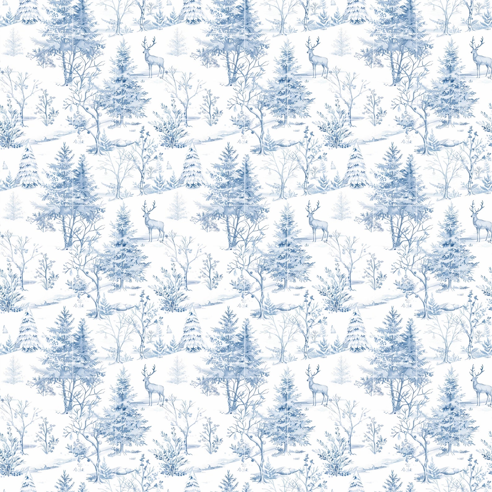 Christmas Toile Seamless Pattern Pack, Winter Scene Digital Paper ...