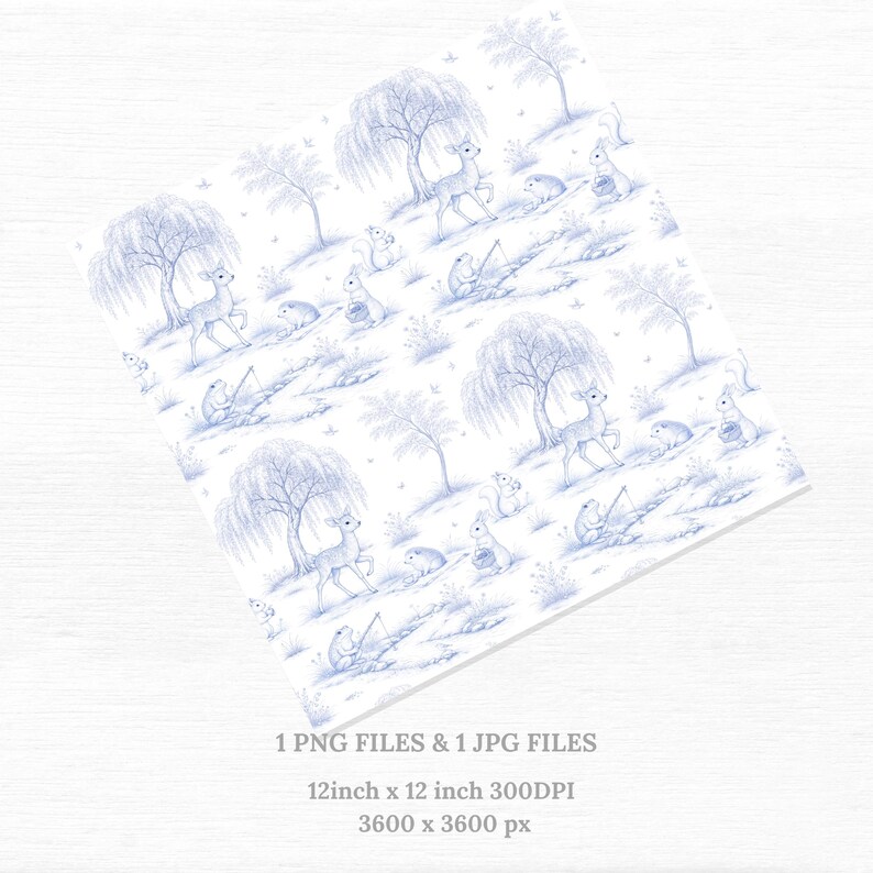 Nursery Toile Seamless Pattern, Woodland Animals Digital Paper, Forest ...