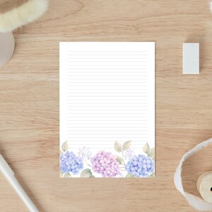 Printable Letter Paper, Hydrangea Flowers, Printable Stationery Lined ...