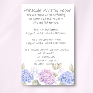 Printable Letter Paper, Hydrangea Flowers, Printable Stationery Lined ...
