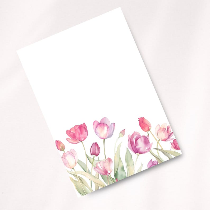 Printable Letter Paper, Tulips, Printable Stationery Lined Paper, Note ...