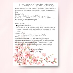 Printable Stationery Letter Writing Paper, Cherry Blossom, Lined Paper ...